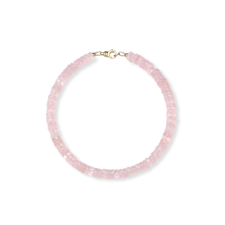 Raw Rose Quartz Beaded Anklet 18K Gold – Sanamama